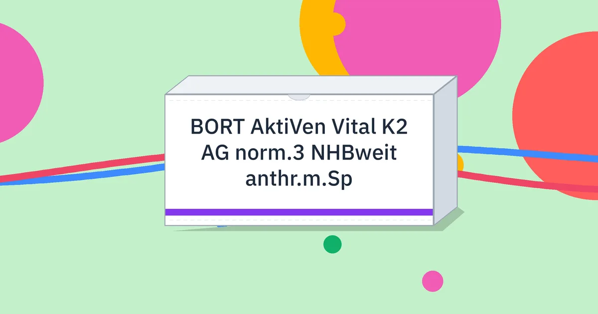Symbolbild: Packung mit der Aufschrift BORT AktiVen Vital K2 AG norm.3 NHBweit anthr.m.Sp (PZN 13734643) – Verfügbarkeit und Bezug in Apotheken in Frankfurt am Main
