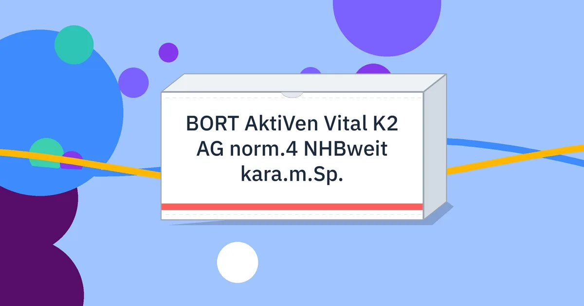 Symbolbild: Packung mit der Aufschrift BORT AktiVen Vital K2 AG norm.4 NHBweit kara.m.Sp. (PZN 12384483) – Verfügbarkeit und Bezug in Apotheken in Frankfurt am Main