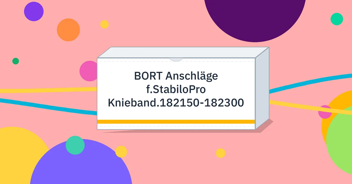 Symbolbild: Packung mit der Aufschrift BORT Anschläge f.StabiloPro Knieband.182150-182300 (PZN 11014531) – Verfügbarkeit und Bezug in Apotheken in Frankfurt am Main