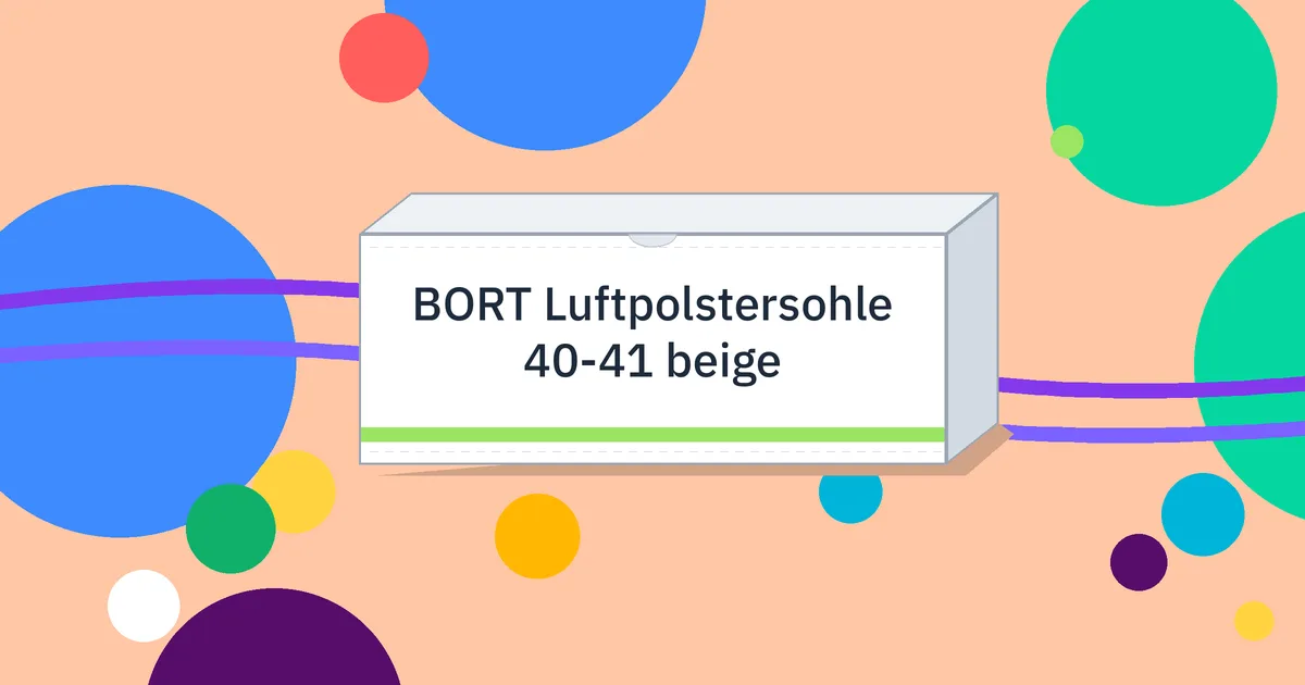 Symbolbild: Packung mit der Aufschrift BORT Luftpolstersohle 40-41 beige (PZN 03705847) – Verfügbarkeit und Bezug in Apotheken in Frankfurt am Main