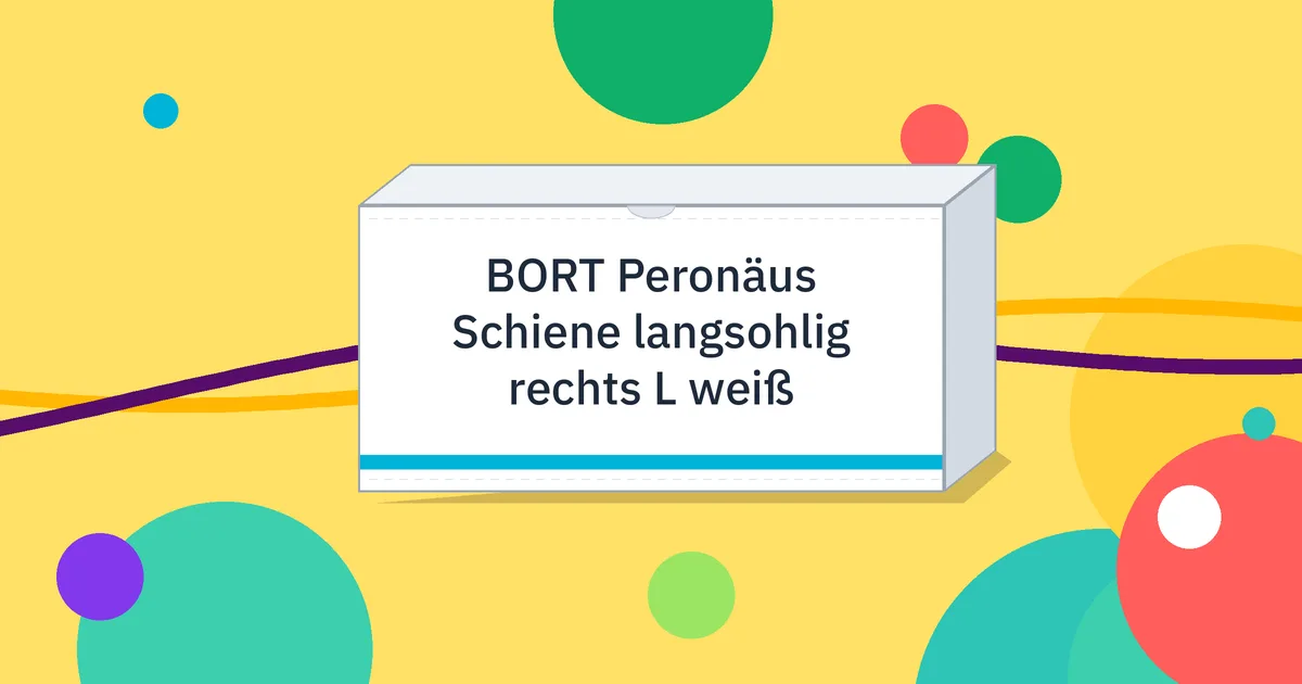 Symbolbild: Packung mit der Aufschrift BORT Peronäus Schiene langsohlig rechts L weiß (PZN 09443851) – Verfügbarkeit und Bezug in Apotheken in Frankfurt am Main