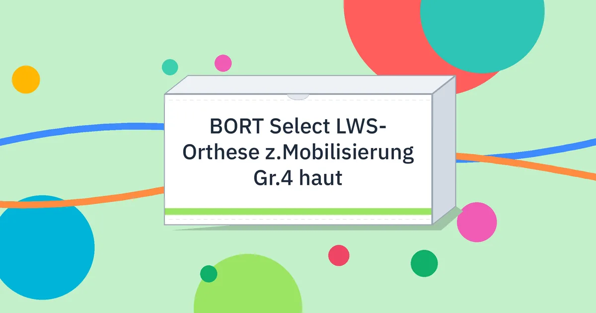Symbolbild: Packung mit der Aufschrift BORT Select LWS-Orthese z.Mobilisierung Gr.4 haut (PZN 13922600) – Verfügbarkeit und Bezug in Apotheken in Frankfurt am Main