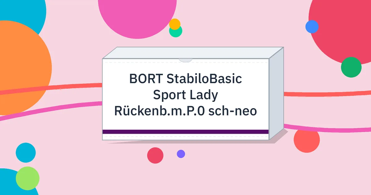 Symbolbild: Packung mit der Aufschrift BORT StabiloBasic Sport Lady Rückenb.m.P.0 sch-neo (PZN 02748487) – Verfügbarkeit und Bezug in Apotheken in Frankfurt am Main