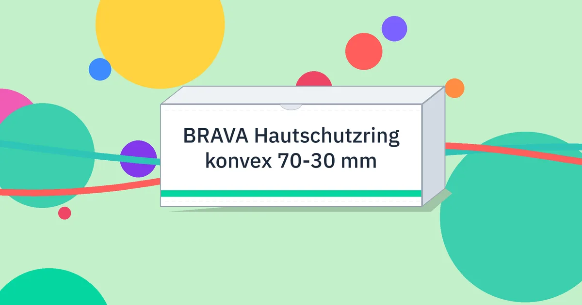 Symbolbild: Packung mit der Aufschrift BRAVA Hautschutzring konvex 70-30 mm (PZN 17399578) – Verfügbarkeit und Bezug in Apotheken in Frankfurt am Main