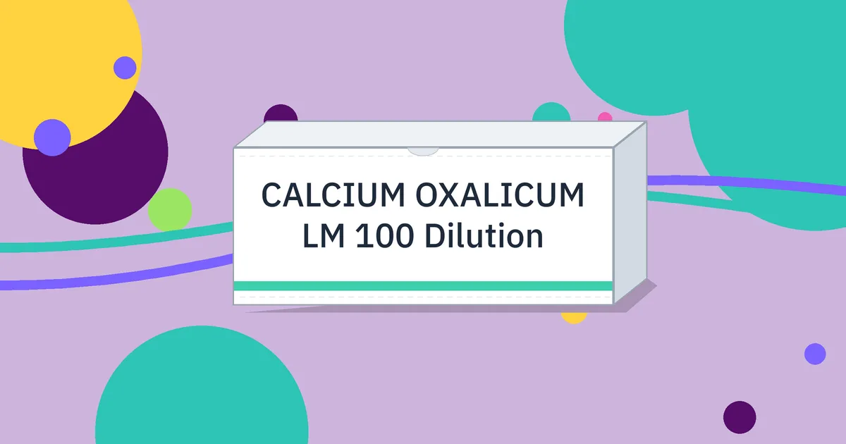 Symbolbild: Packung mit der Aufschrift CALCIUM OXALICUM LM 100 Dilution (PZN 13410515) – Verfügbarkeit und Bezug in Apotheken in Frankfurt am Main