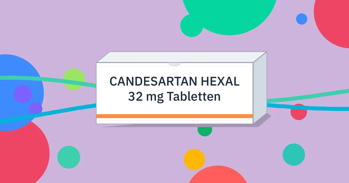 Symbolbild: Packung mit der Aufschrift CANDESARTAN HEXAL 32 mg Tabletten (PZN 09390675) – Verfügbarkeit und Bezug in Apotheken in Frankfurt am Main