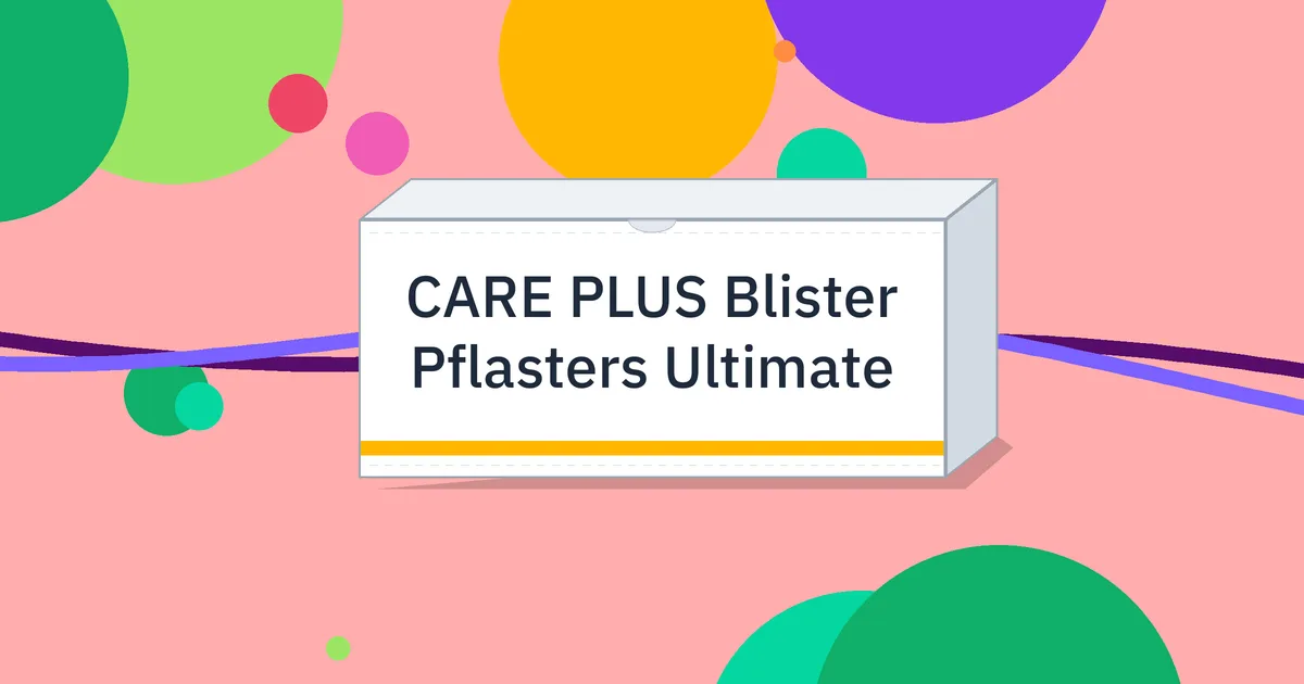 Symbolbild: Packung mit der Aufschrift CARE PLUS Blister Pflasters Ultimate (PZN 18676005) – Verfügbarkeit und Bezug in Apotheken in Frankfurt am Main