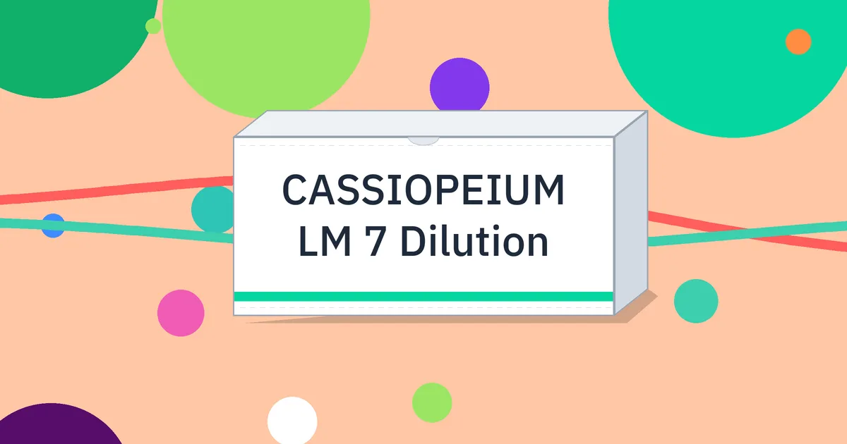 Symbolbild: Packung mit der Aufschrift CASSIOPEIUM LM 7 Dilution (PZN 13433781) – Verfügbarkeit und Bezug in Apotheken in Frankfurt am Main