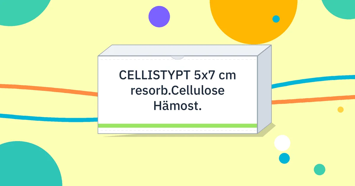 Symbolbild: Packung mit der Aufschrift CELLISTYPT 5x7 cm resorb.Cellulose Hämost. (PZN 15261278) – Verfügbarkeit und Bezug in Apotheken in Frankfurt am Main