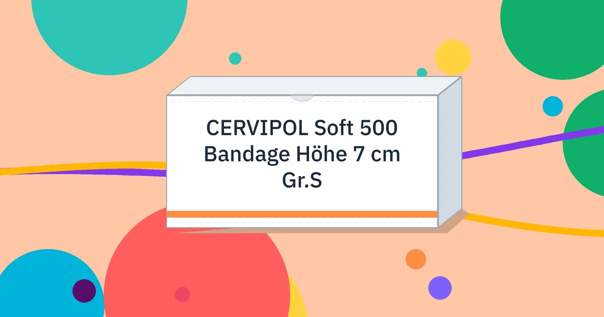 Symbolbild: Packung mit der Aufschrift CERVIPOL Soft 500 Bandage Höhe 7 cm Gr.S (PZN 09403840) – Verfügbarkeit und Bezug in Apotheken in Frankfurt am Main
