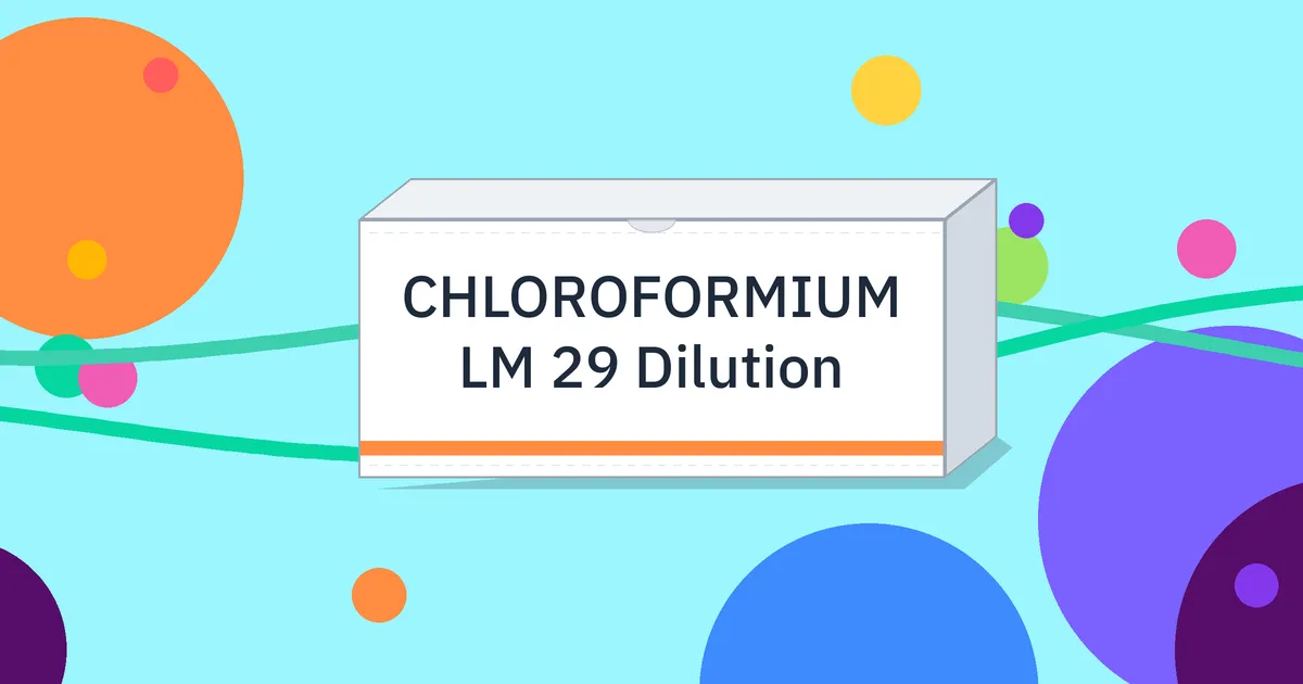 Symbolbild: Packung mit der Aufschrift CHLOROFORMIUM LM 29 Dilution (PZN 13444750) – Verfügbarkeit und Bezug in Apotheken in Frankfurt am Main
