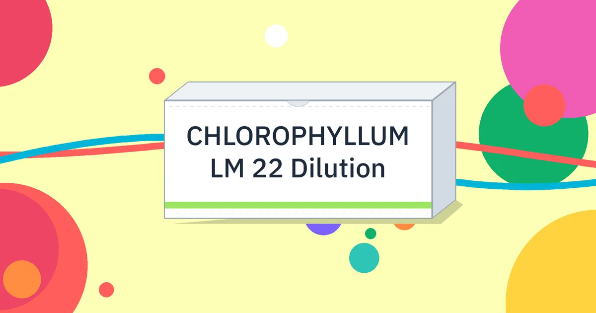 Symbolbild: Packung mit der Aufschrift CHLOROPHYLLUM LM 22 Dilution (PZN 13445146) – Verfügbarkeit und Bezug in Apotheken in Frankfurt am Main