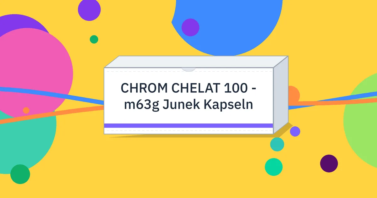 Symbolbild: Packung mit der Aufschrift CHROM CHELAT 100 -m63g Junek Kapseln (PZN 10304830) – Verfügbarkeit und Bezug in Apotheken in Frankfurt am Main