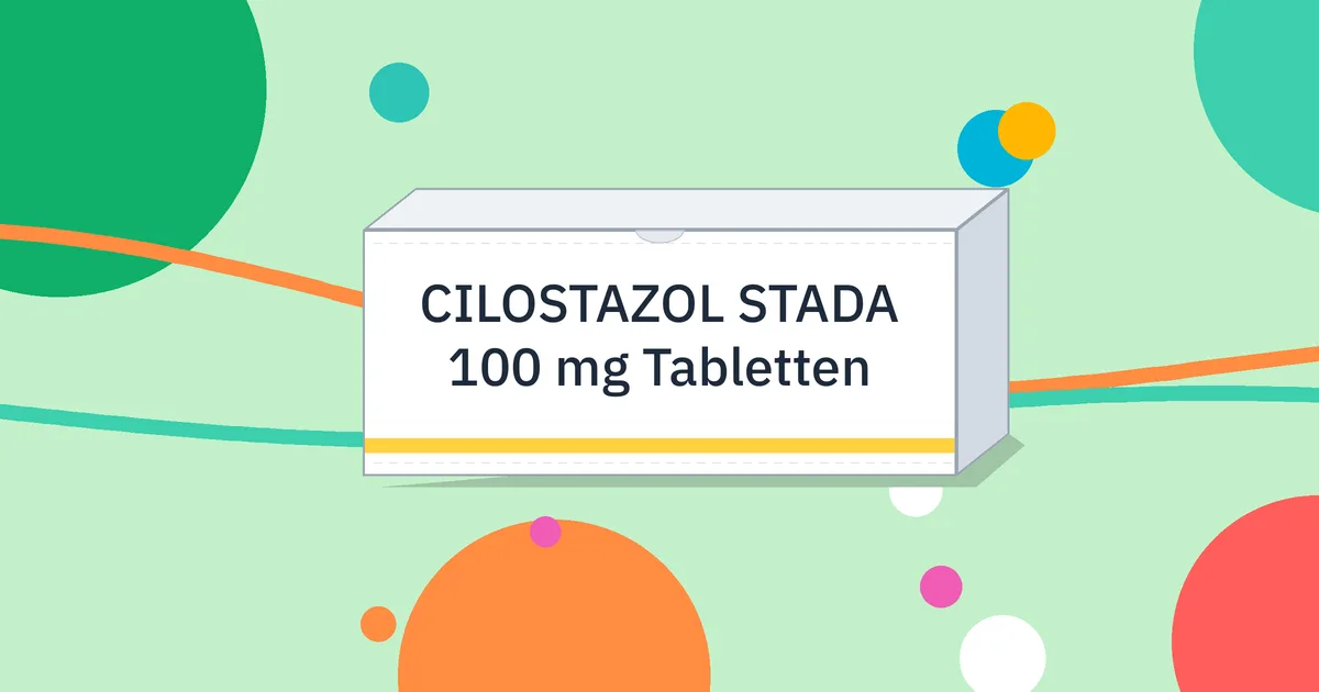 Symbolbild: Packung mit der Aufschrift CILOSTAZOL STADA 100 mg Tabletten (PZN 10418278) – Verfügbarkeit und Bezug in Apotheken in Frankfurt am Main