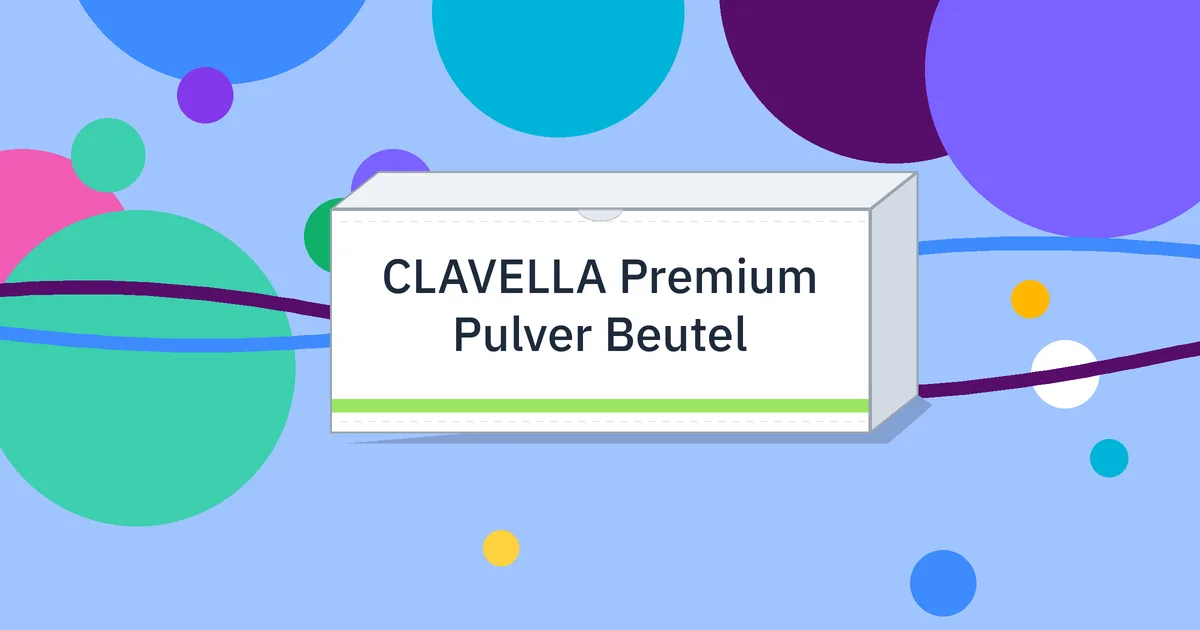 Symbolbild: Packung mit der Aufschrift CLAVELLA Premium Pulver Beutel (PZN 19169888) – Verfügbarkeit und Bezug in Apotheken in Frankfurt am Main