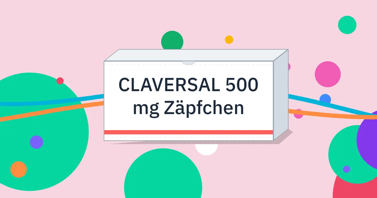 Symbolbild: Packung mit der Aufschrift CLAVERSAL 500 mg Zäpfchen (PZN 04939872) – Verfügbarkeit und Bezug in Apotheken in Frankfurt am Main