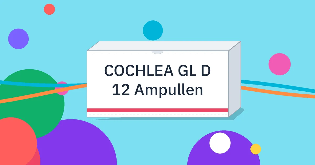 Symbolbild: Packung mit der Aufschrift COCHLEA GL D 12 Ampullen (PZN 02912840) – Verfügbarkeit und Bezug in Apotheken in Frankfurt am Main
