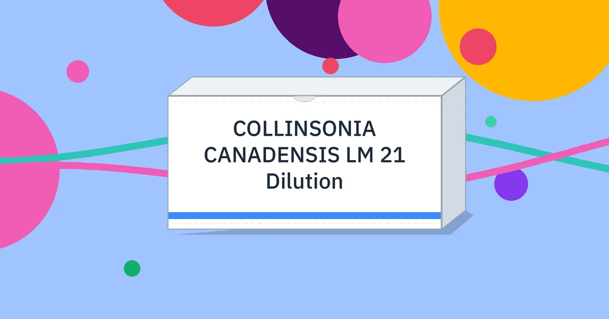 Symbolbild: Packung mit der Aufschrift COLLINSONIA CANADENSIS LM 21 Dilution (PZN 13447932) – Verfügbarkeit und Bezug in Apotheken in Frankfurt am Main