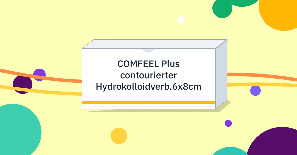 Symbolbild: Packung mit der Aufschrift COMFEEL Plus contourierter Hydrokolloidverb.6x8cm (PZN 19535620) – Verfügbarkeit und Bezug in Apotheken in Frankfurt am Main