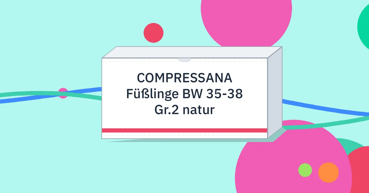 Symbolbild: Packung mit der Aufschrift COMPRESSANA Füßlinge BW 35-38 Gr.2 natur (PZN 09210986) – Verfügbarkeit und Bezug in Apotheken in Frankfurt am Main