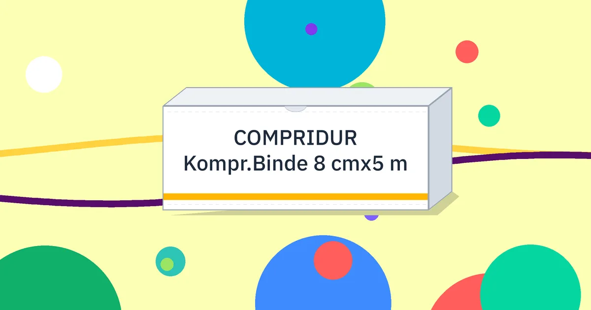 Symbolbild: Packung mit der Aufschrift COMPRIDUR Kompr.Binde 8 cmx5 m (PZN 02059635) – Verfügbarkeit und Bezug in Apotheken in Frankfurt am Main