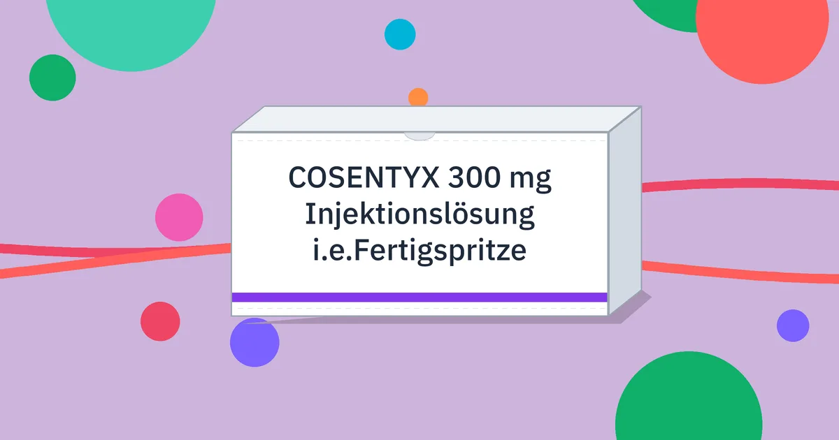 Symbolbild: Packung mit der Aufschrift COSENTYX 300 mg Injektionslösung i.e.Fertigspritze (PZN 17864259) – Verfügbarkeit und Bezug in Apotheken in Frankfurt am Main