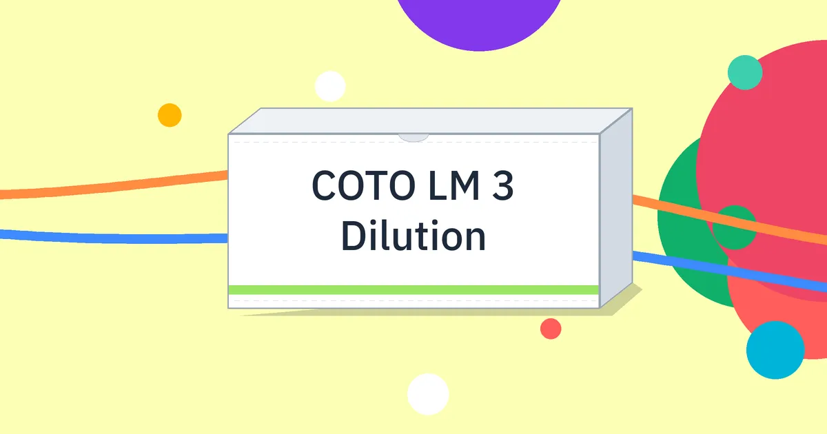 Symbolbild: Packung mit der Aufschrift COTO LM 3 Dilution (PZN 13455268) – Verfügbarkeit und Bezug in Apotheken in Frankfurt am Main