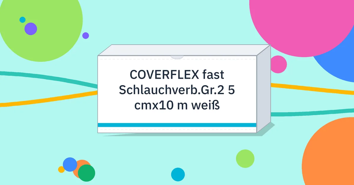 Symbolbild: Packung mit der Aufschrift COVERFLEX fast Schlauchverb.Gr.2 5 cmx10 m weiß (PZN 15372629) – Verfügbarkeit und Bezug in Apotheken in Frankfurt am Main