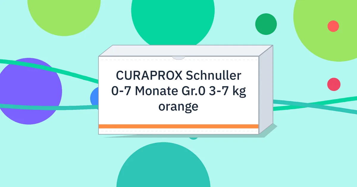 Symbolbild: Packung mit der Aufschrift CURAPROX Schnuller 0-7 Monate Gr.0 3-7 kg orange (PZN 16587705) – Verfügbarkeit und Bezug in Apotheken in Frankfurt am Main