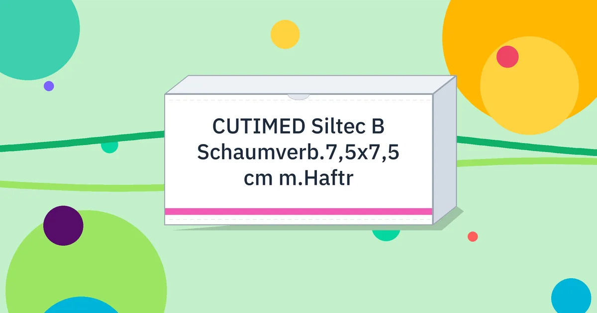 Symbolbild: Packung mit der Aufschrift CUTIMED Siltec B Schaumverb.7,5x7,5 cm m.Haftr (PZN 11807504) – Verfügbarkeit und Bezug in Apotheken in Frankfurt am Main