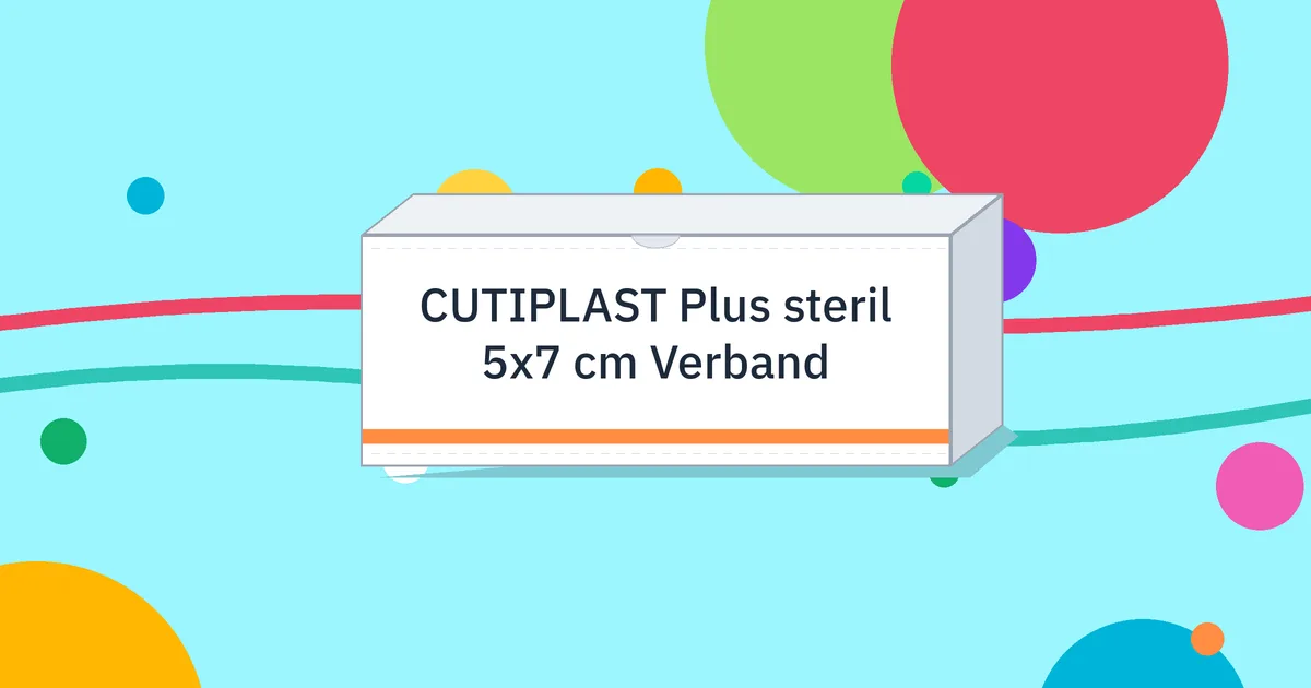 Symbolbild: Packung mit der Aufschrift CUTIPLAST Plus steril 5x7 cm Verband (PZN 10275040) – Verfügbarkeit und Bezug in Apotheken in Frankfurt am Main