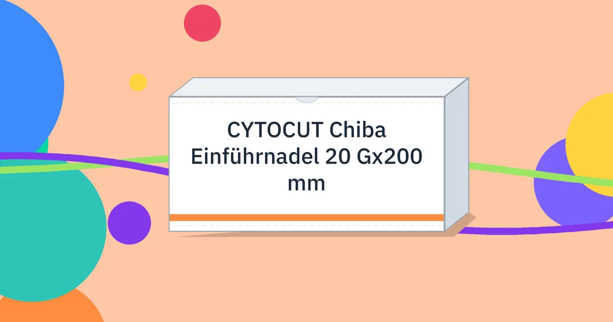 Symbolbild: Packung mit der Aufschrift CYTOCUT Chiba Einführnadel 20 Gx200 mm (PZN 16919366) – Verfügbarkeit und Bezug in Apotheken in Frankfurt am Main