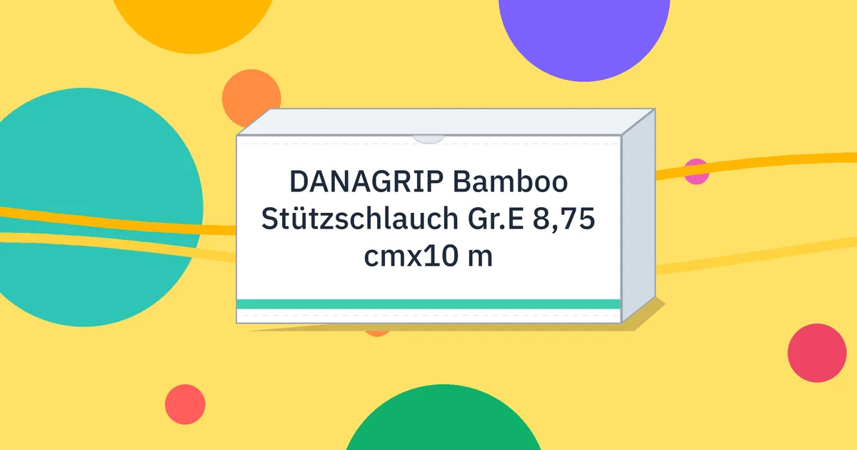 Symbolbild: Packung mit der Aufschrift DANAGRIP Bamboo Stützschlauch Gr.E 8,75 cmx10 m (PZN 20810793) – Verfügbarkeit und Bezug in Apotheken in Frankfurt am Main