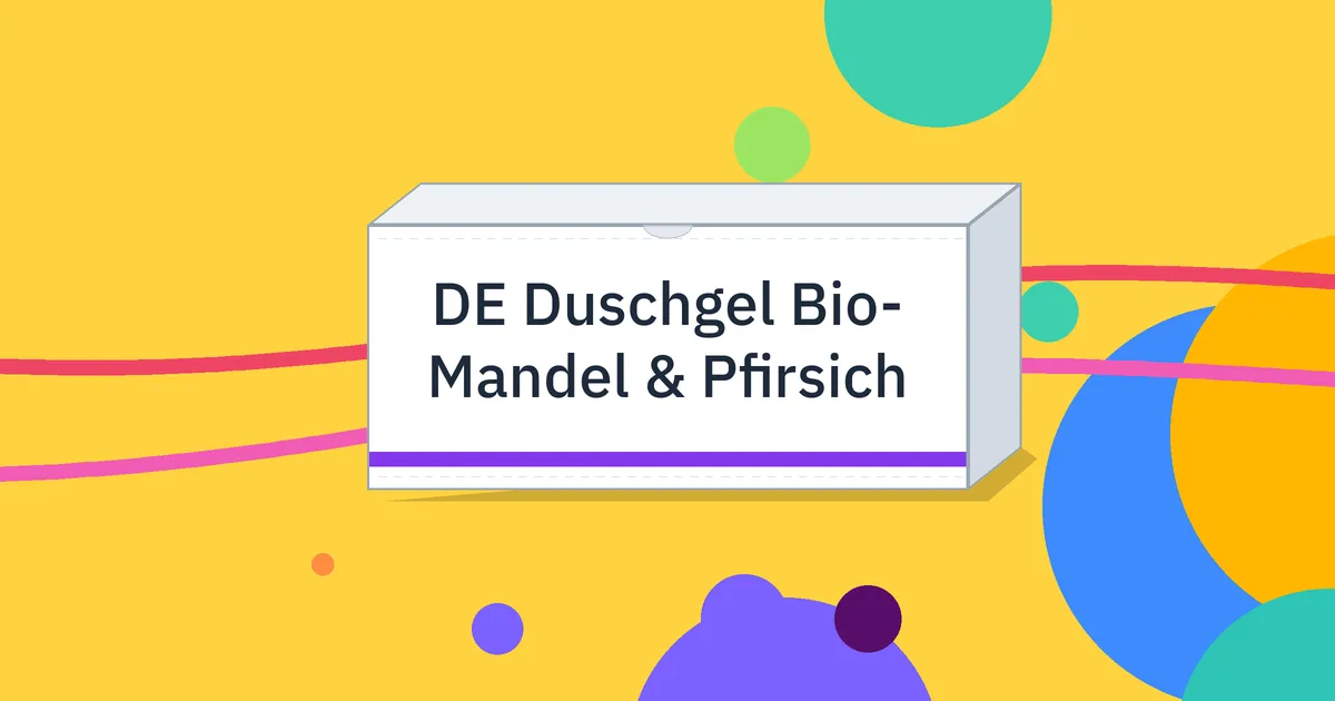 Symbolbild: Packung mit der Aufschrift DE Duschgel Bio-Mandel & Pfirsich (PZN 19495300) – Verfügbarkeit und Bezug in Apotheken in Frankfurt am Main
