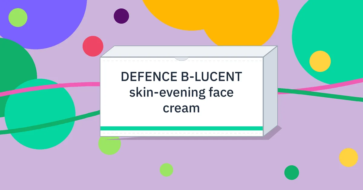 Symbolbild: Packung mit der Aufschrift DEFENCE B-LUCENT skin-evening face cream (PZN 12478497) – Verfügbarkeit und Bezug in Apotheken in Frankfurt am Main