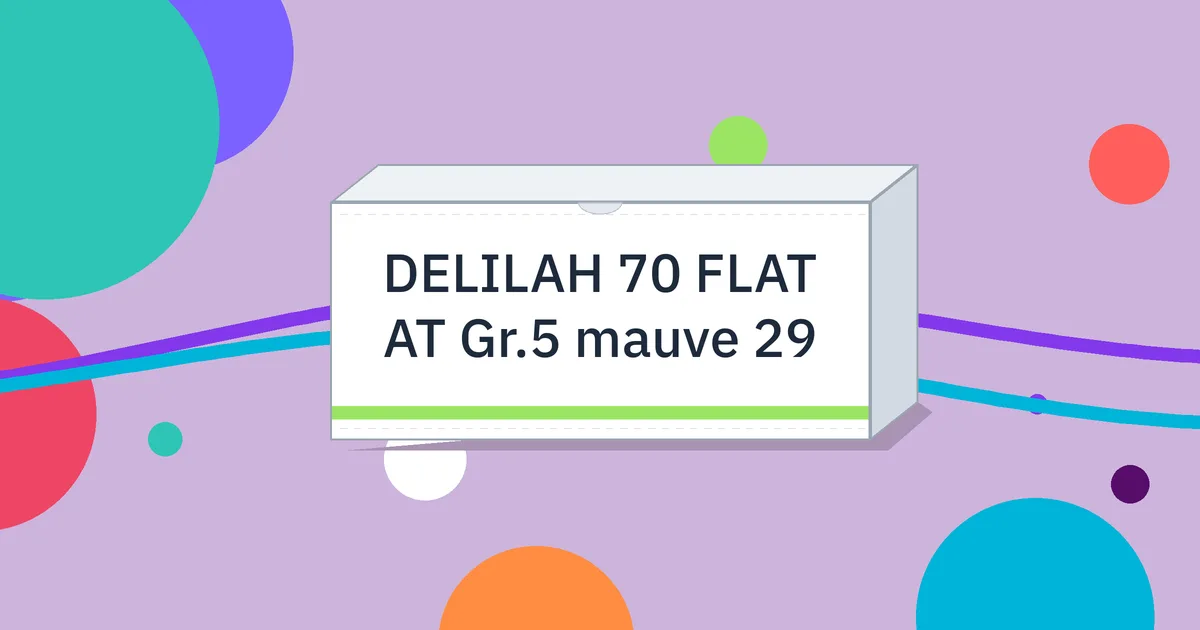 Symbolbild: Packung mit der Aufschrift DELILAH 70 FLAT AT Gr.5 mauve 29 (PZN 13848370) – Verfügbarkeit und Bezug in Apotheken in Frankfurt am Main
