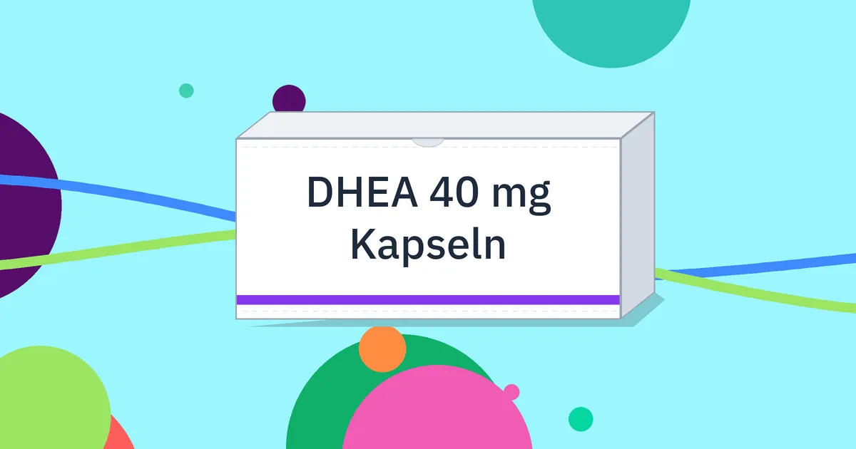 Symbolbild: Packung mit der Aufschrift DHEA 40 mg Kapseln (PZN 18682796) – Verfügbarkeit und Bezug in Apotheken in Frankfurt am Main
