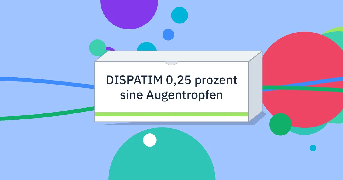 Symbolbild: Packung mit der Aufschrift DISPATIM 0,25 prozent sine Augentropfen (PZN 07113925) – Verfügbarkeit und Bezug in Apotheken in Frankfurt am Main