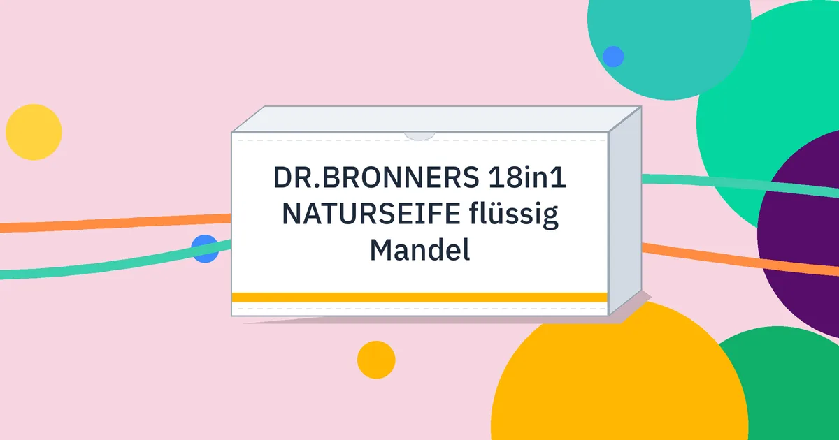 Symbolbild: Packung mit der Aufschrift DR.BRONNERS 18in1 NATURSEIFE flüssig Mandel (PZN 19241485) – Verfügbarkeit und Bezug in Apotheken in Frankfurt am Main