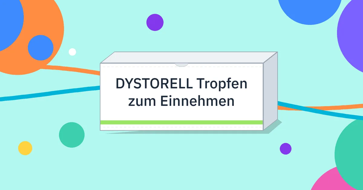 Symbolbild: Packung mit der Aufschrift DYSTORELL Tropfen zum Einnehmen (PZN 14378506) – Verfügbarkeit und Bezug in Apotheken in Frankfurt am Main
