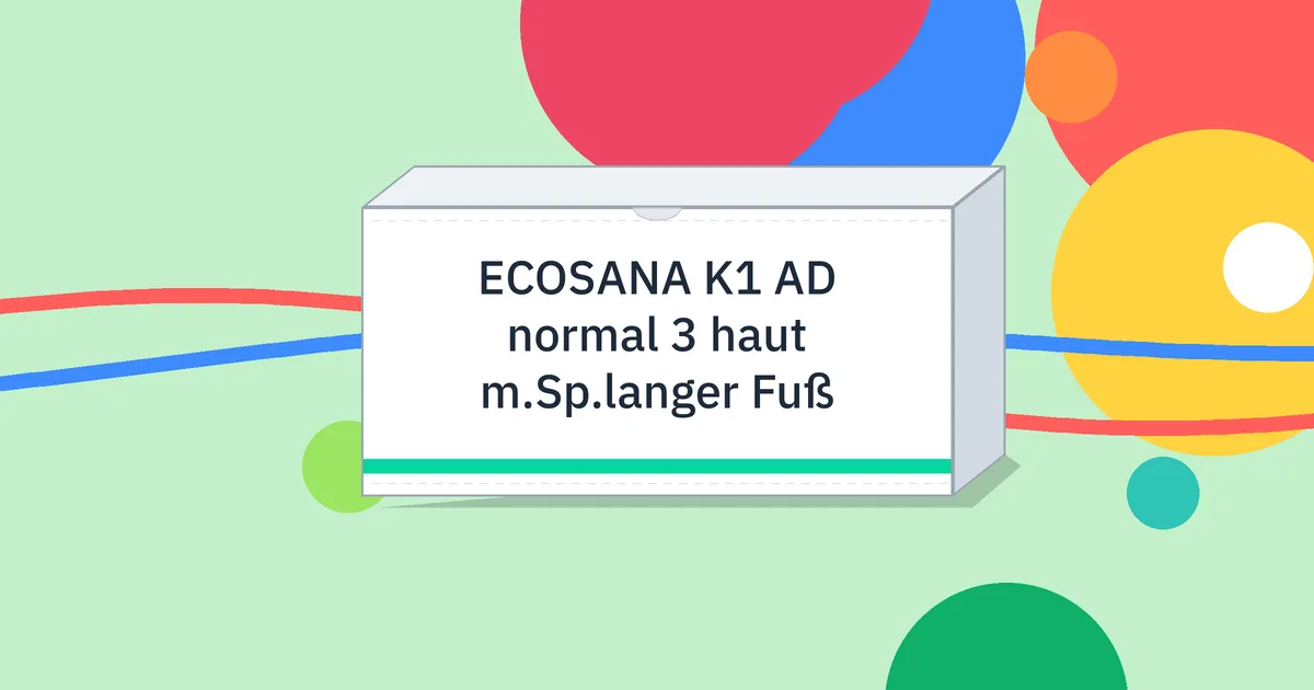 Symbolbild: Packung mit der Aufschrift ECOSANA K1 AD normal 3 haut m.Sp.langer Fuß (PZN 04724746) – Verfügbarkeit und Bezug in Apotheken in Frankfurt am Main
