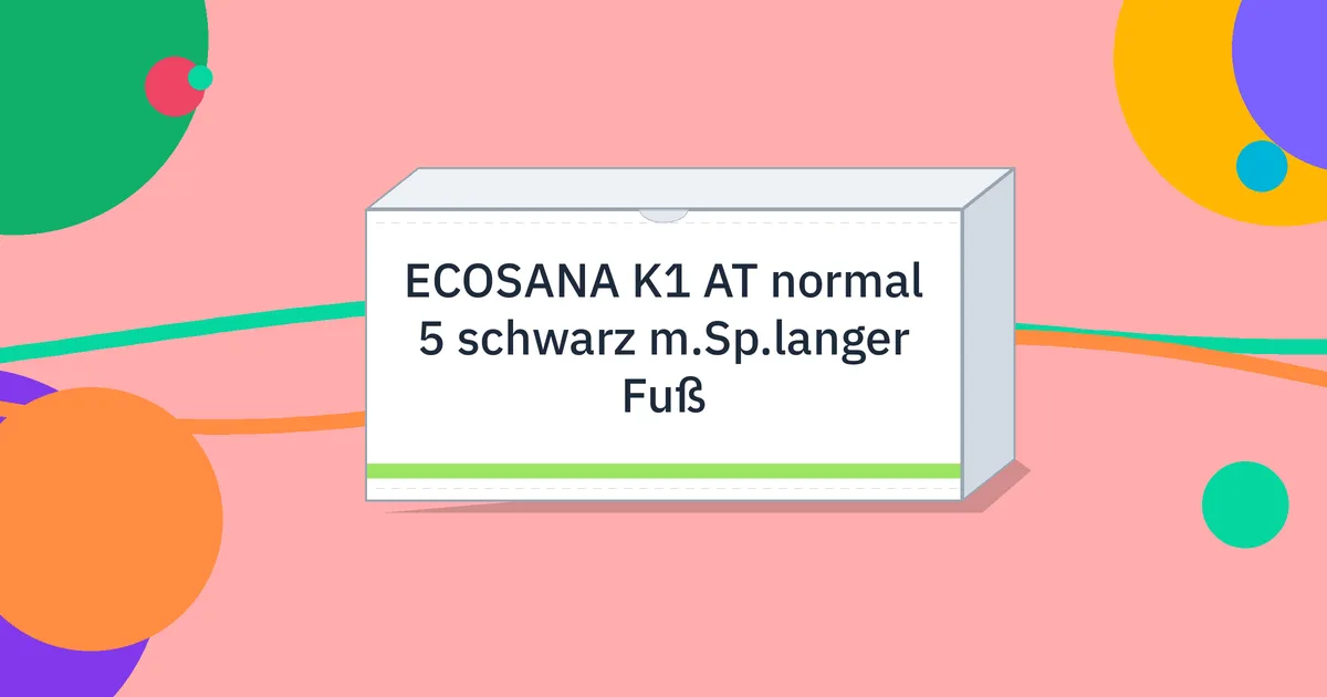 Symbolbild: Packung mit der Aufschrift ECOSANA K1 AT normal 5 schwarz m.Sp.langer Fuß (PZN 04731924) – Verfügbarkeit und Bezug in Apotheken in Frankfurt am Main