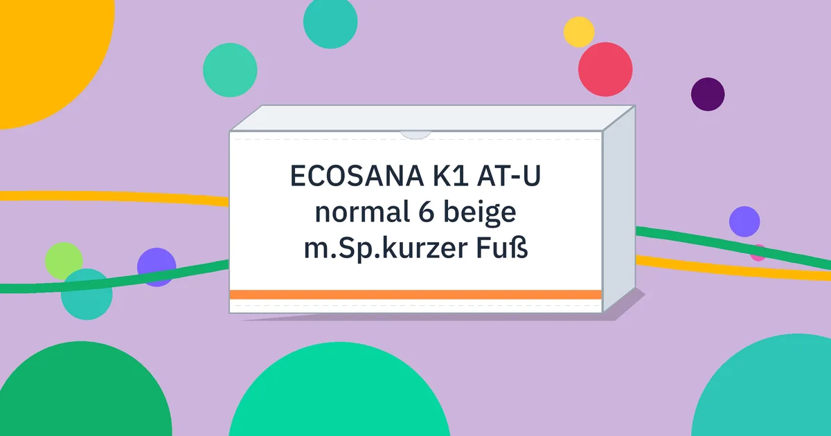 Symbolbild: Packung mit der Aufschrift ECOSANA K1 AT-U normal 6 beige m.Sp.kurzer Fuß (PZN 04734928) – Verfügbarkeit und Bezug in Apotheken in Frankfurt am Main