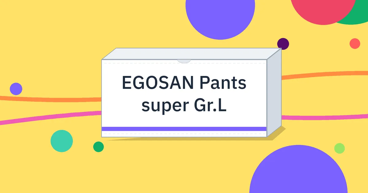 Symbolbild: Packung mit der Aufschrift EGOSAN Pants super Gr.L (PZN 16893224) – Verfügbarkeit und Bezug in Apotheken in Frankfurt am Main