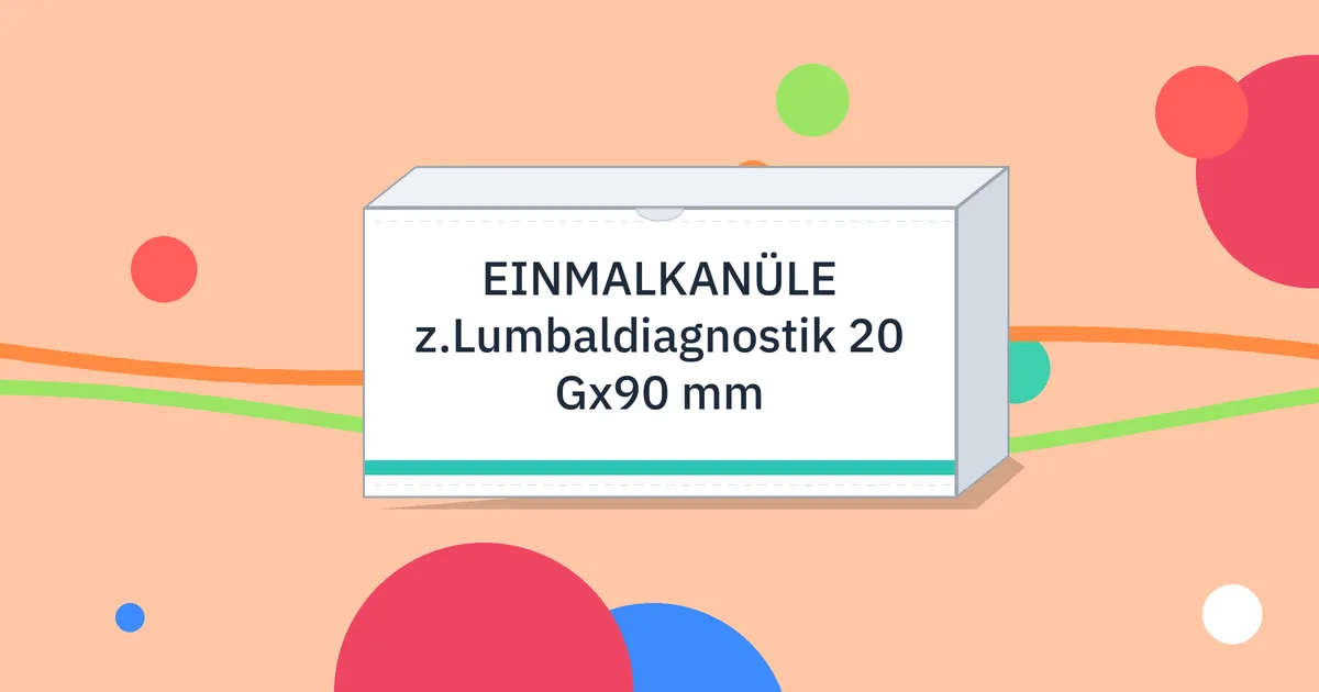 Symbolbild: Packung mit der Aufschrift EINMALKANÜLE z.Lumbaldiagnostik 20 Gx90 mm (PZN 03944457) – Verfügbarkeit und Bezug in Apotheken in Frankfurt am Main