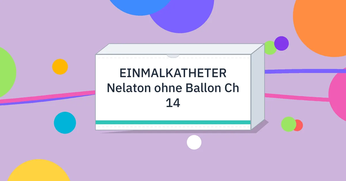 Symbolbild: Packung mit der Aufschrift EINMALKATHETER Nelaton ohne Ballon Ch 14 (PZN 00052089) – Verfügbarkeit und Bezug in Apotheken in Frankfurt am Main