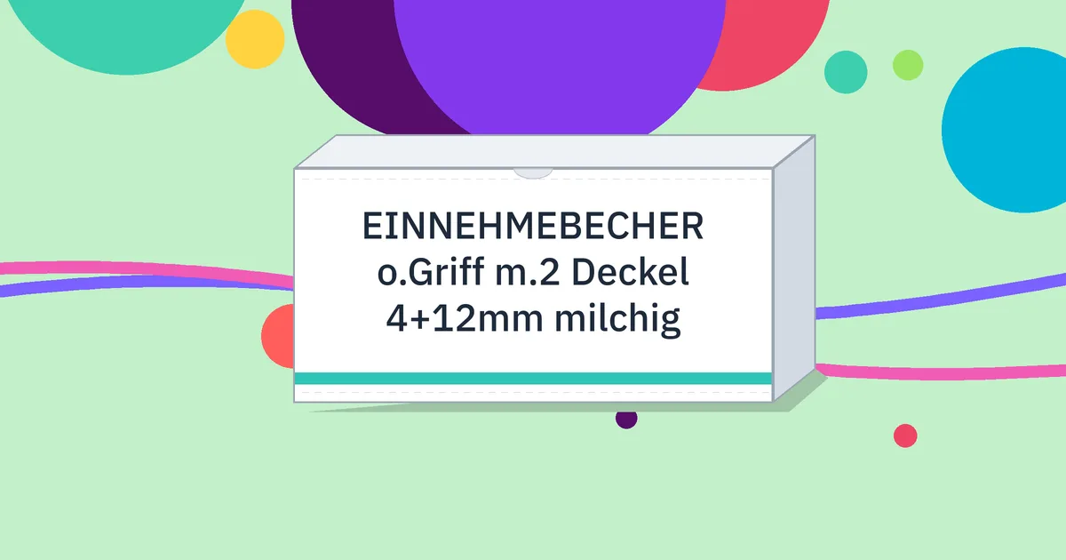Symbolbild: Packung mit der Aufschrift EINNEHMEBECHER o.Griff m.2 Deckel 4+12mm milchig (PZN 02771411) – Verfügbarkeit und Bezug in Apotheken in Frankfurt am Main