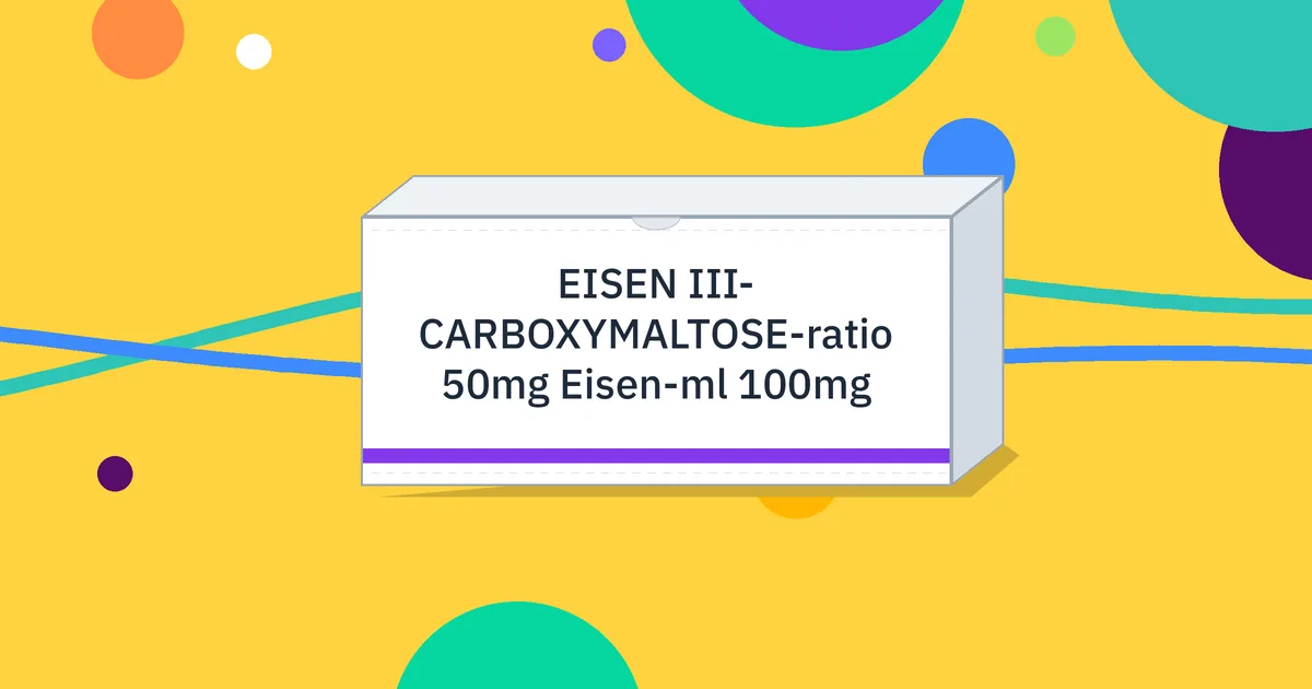 Symbolbild: Packung mit der Aufschrift EISEN III-CARBOXYMALTOSE-ratio 50mg Eisen-ml 100mg (PZN 18849581) – Verfügbarkeit und Bezug in Apotheken in Frankfurt am Main