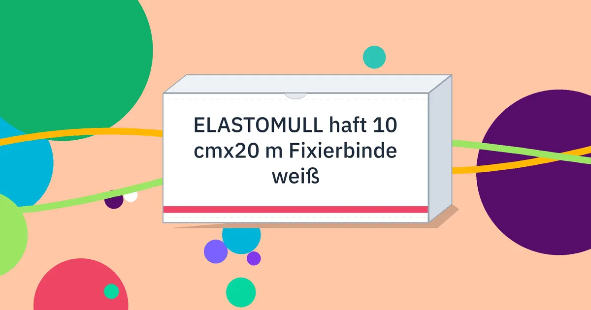 Symbolbild: Packung mit der Aufschrift ELASTOMULL haft 10 cmx20 m Fixierbinde weiß (PZN 12776208) – Verfügbarkeit und Bezug in Apotheken in Frankfurt am Main