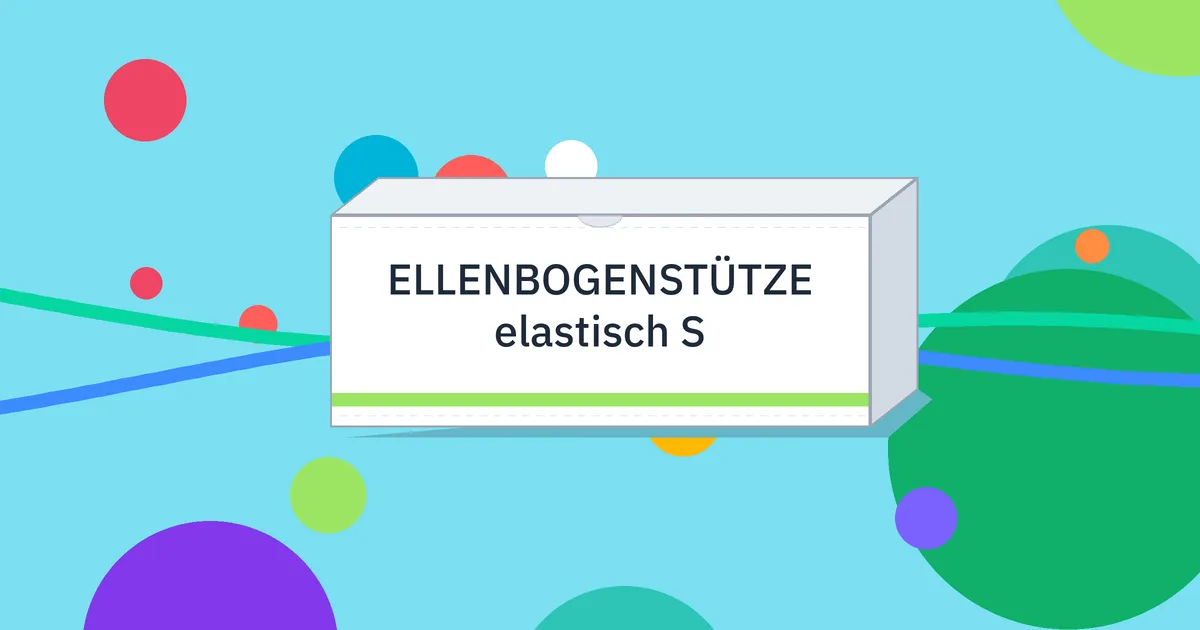 Symbolbild: Packung mit der Aufschrift ELLENBOGENSTÜTZE elastisch S (PZN 19069589) – Verfügbarkeit und Bezug in Apotheken in Frankfurt am Main